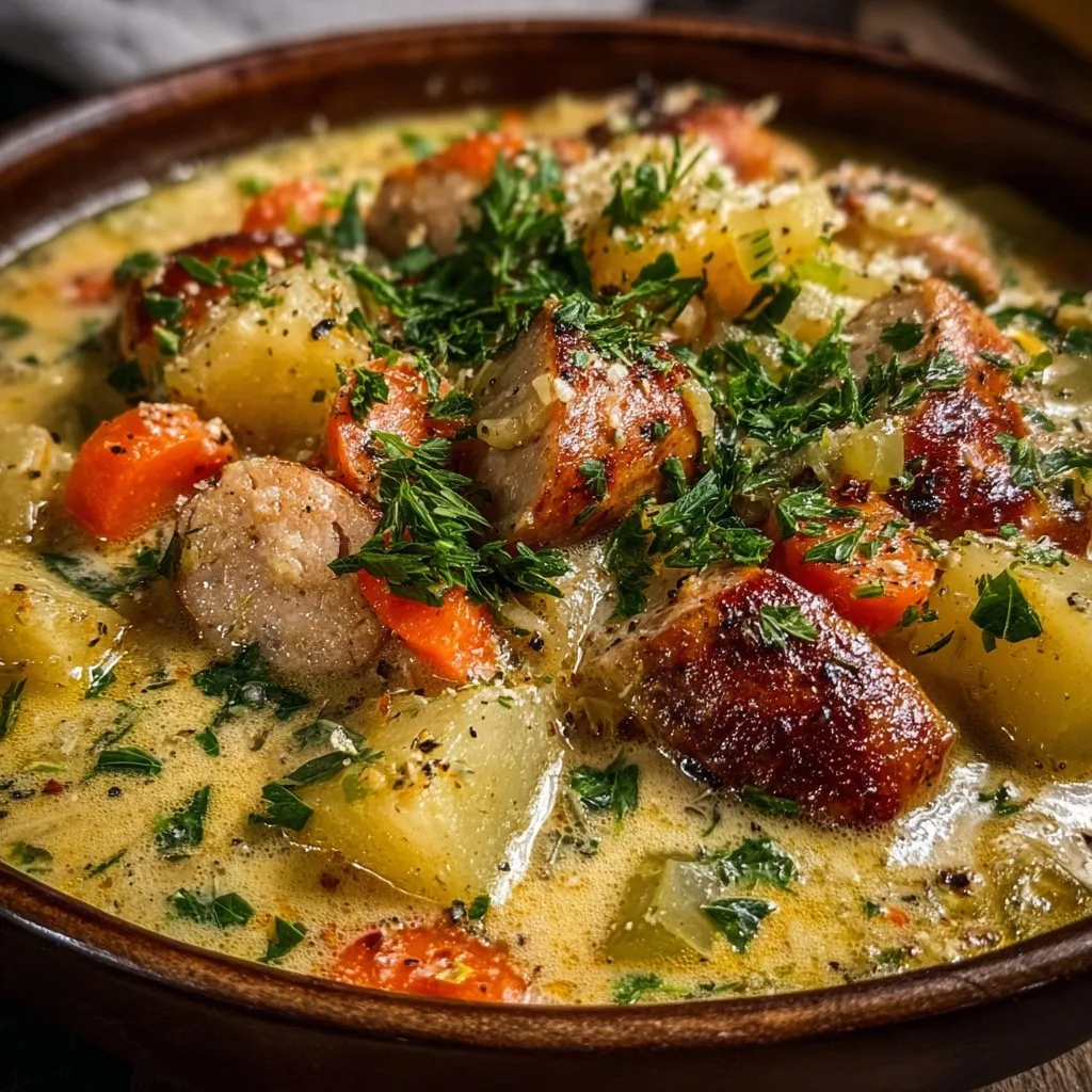 Creamy Chicken Sausage Stew - 30 Minute Comfort Dinner
